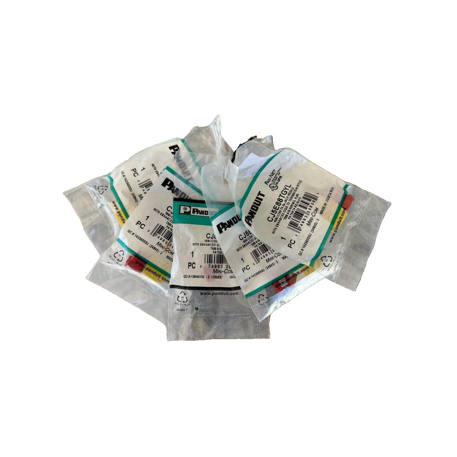 Lot of 5 Panduit CJ5E88TGYL Cat5e Mini-Com Jack Yellow Enhanced GIGA TX ...