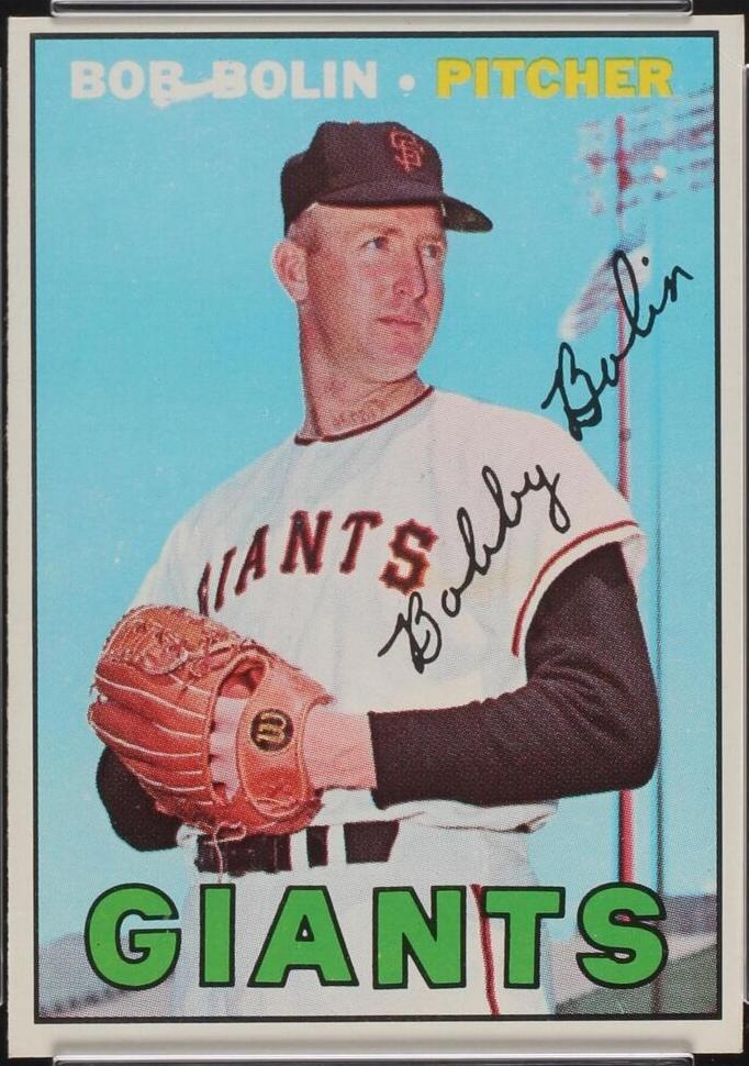 1967 Topps - Bob Bolin #252 White Streak Between Name on Front of Card ...