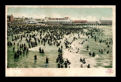 LINEN POSTCARD THE BEACH ATLANTIC CITY NEW JERSEY | eBay