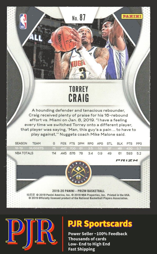 2019 Panini Prizm #87 Torrey Craig Silver Denver Nuggets | eBay
