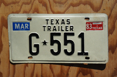 1983 Texas Trailer License Plate # G - 551 | eBay
