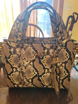 guess faux snake skin hand bag | eBay