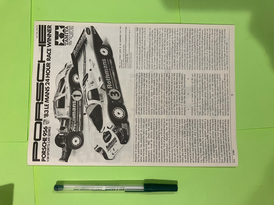 1/24 scale Tamiya Porsche 956 Model Car Kit - deailed engne | eBay