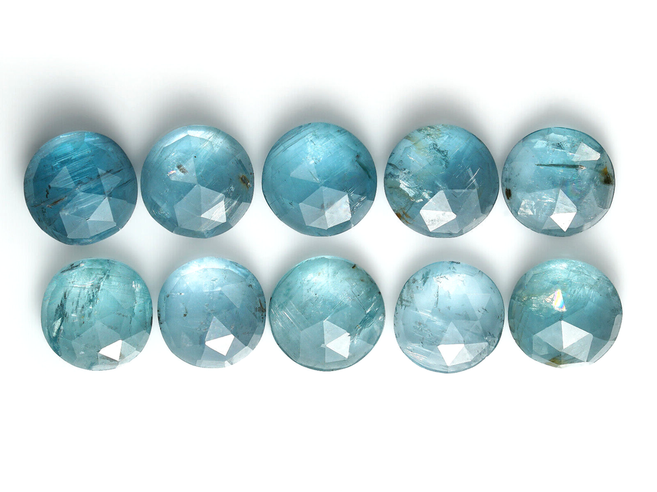 AAA+ Natural Icy Aqua Blue Kyanite 8mm Round Rose Cut Loose Gemstone ...