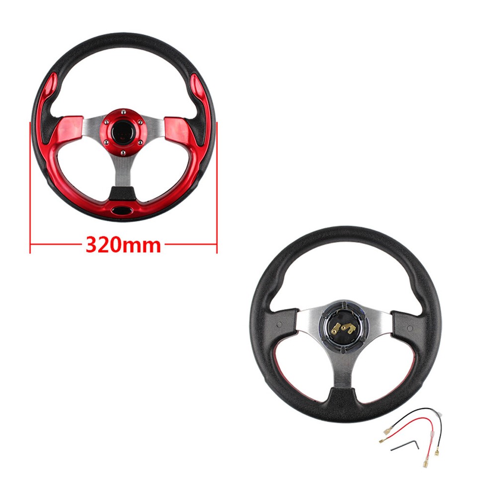 Black/Chrome 320mm 6 Bolt Racing Steering Wheel Universal Custom w ...