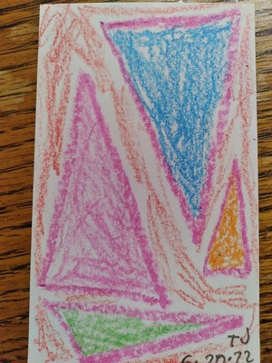 Metaphysical Triangles Blue Purple Shapes Crayon Drawing 3x5 New art On ...