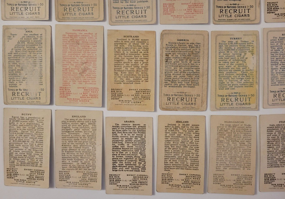 1911 SUB ROSA LITTLE CIGARS & TYPES OF NATIONS RECRUITS 40 TOBACCO CARD ...