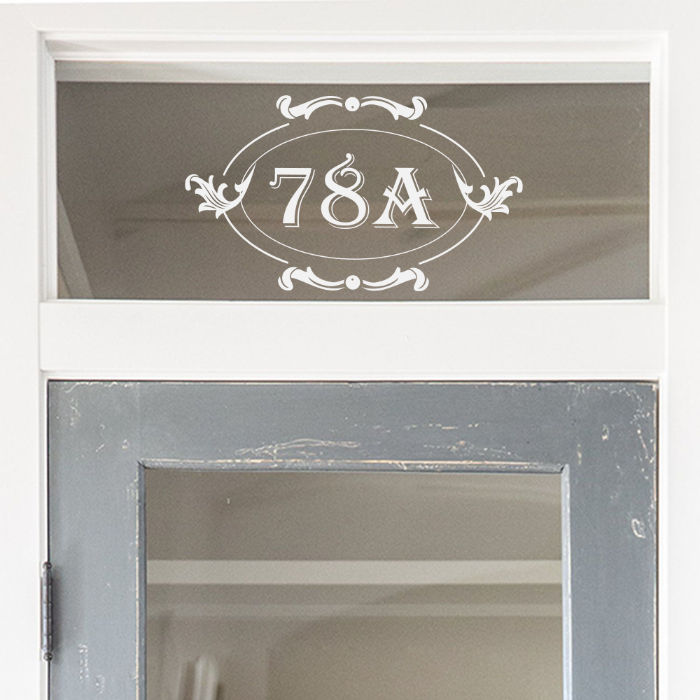 Frosted Door Number Fanlight Victorian House Number Etched Glass House ...