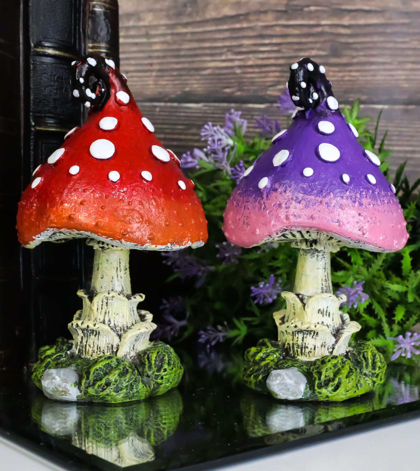Enchanted Fairy Garden Miniature Colorful Toadstool Mushrooms Figurine ...