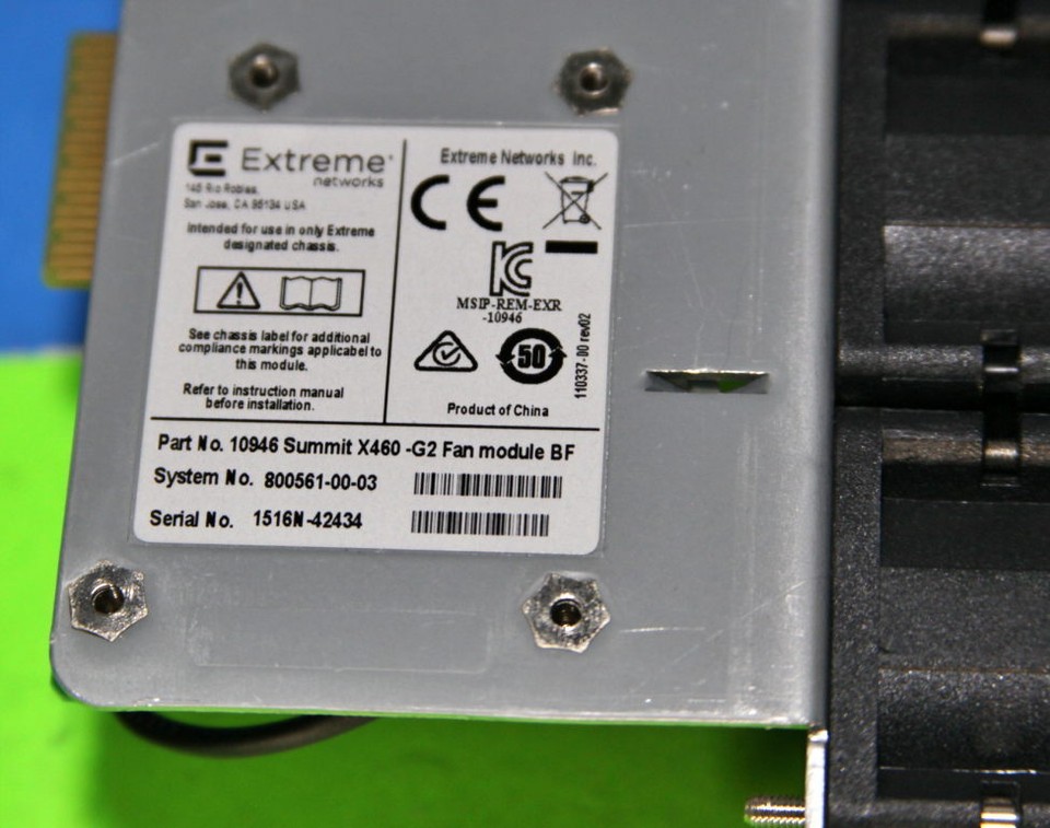 10946 Extreme Networks X460-G2 C450-G2 X620 Back-to-Front BF Fan Module ...