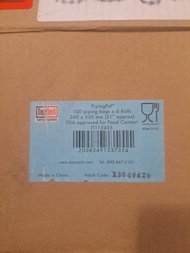 DayMark 21" PipingPal Bulk Disposable Pastry Bag (6 Rolls of 100 Bags ...