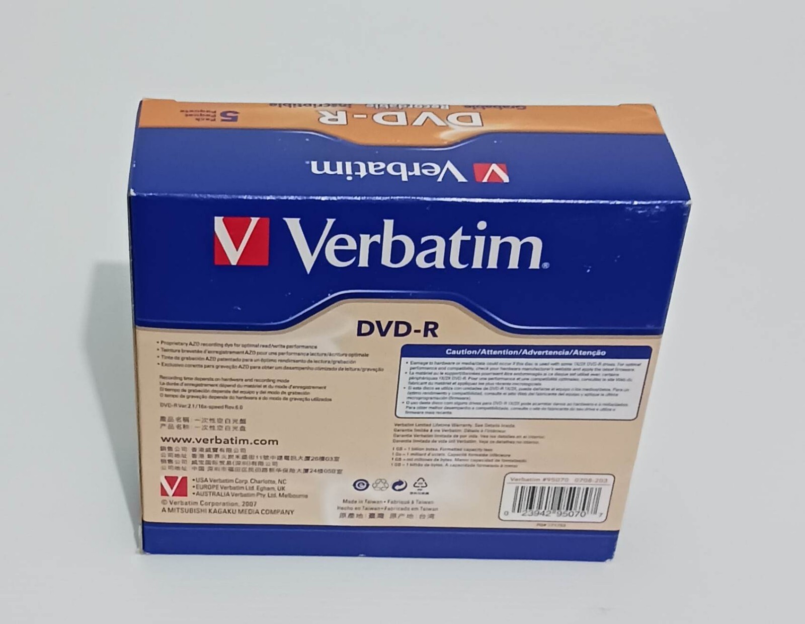 NEW 5x Verbatim DVD-R Discs 4.7GB 16X Pack Blank Recordable 120 Mins ...