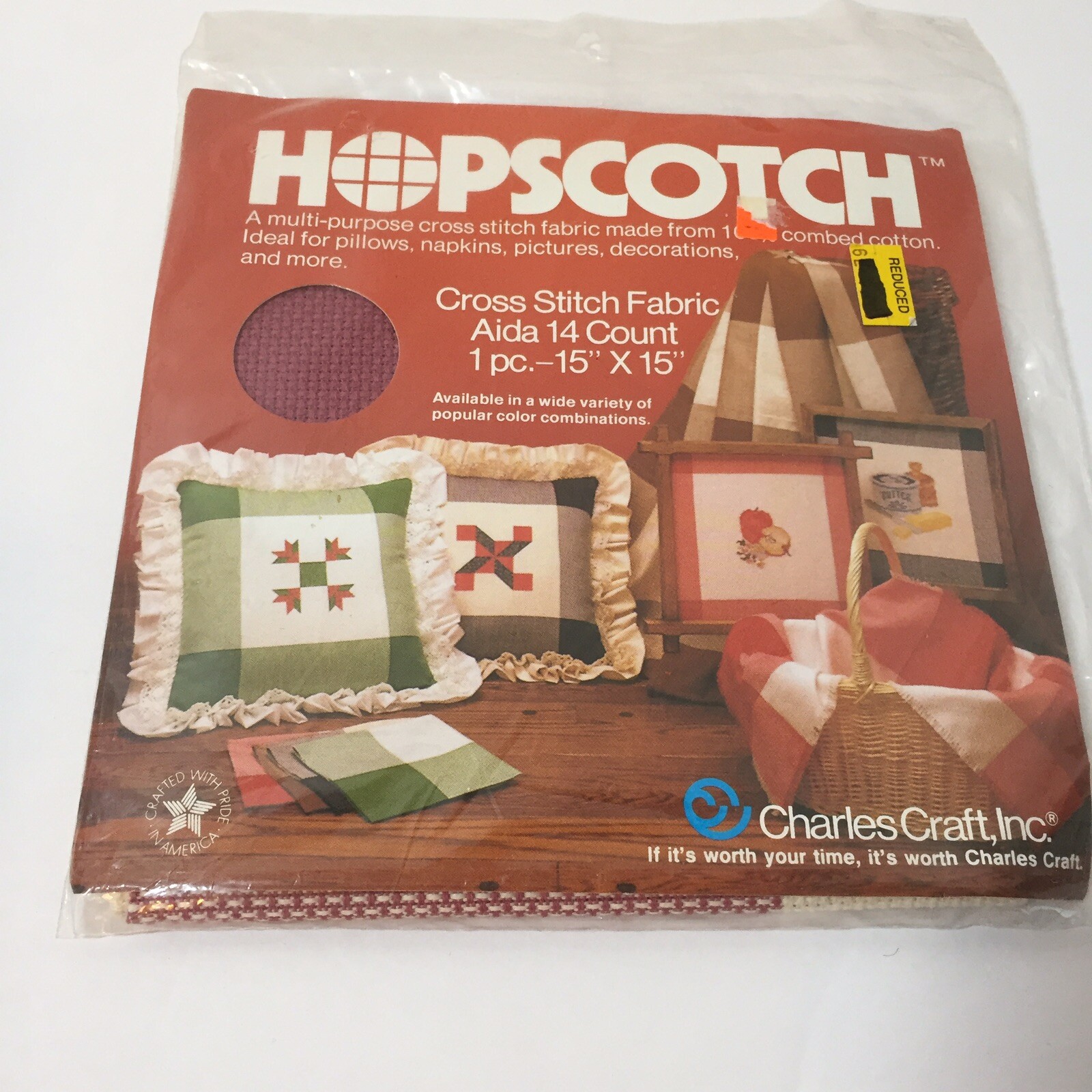 2 Pieces Hopscotch Cross Stitch Fabric Charles Craft 14 Count 15" x 15 ...