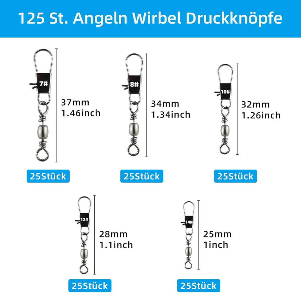 125 Pezzi Girelle Pesca Trote, Pesca Carabina Vortice, Pesca in Acciaio ...