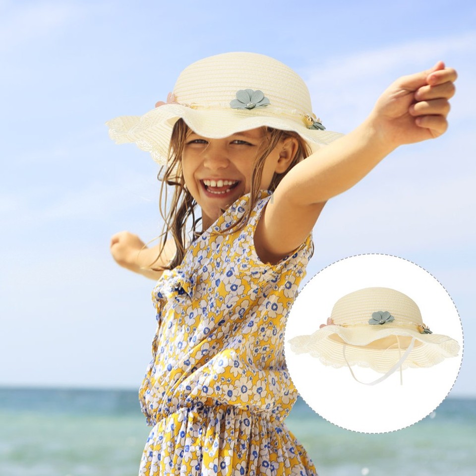 Beach Hat for Girls Children UV Protection Wide Brim Sun Kids Hats ...