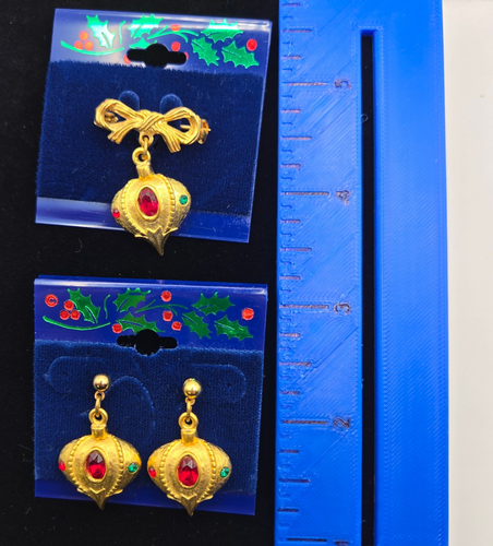 VTG Christmas Ornament Earrings & Brooch/pin set Roman Inc MOC Red ...