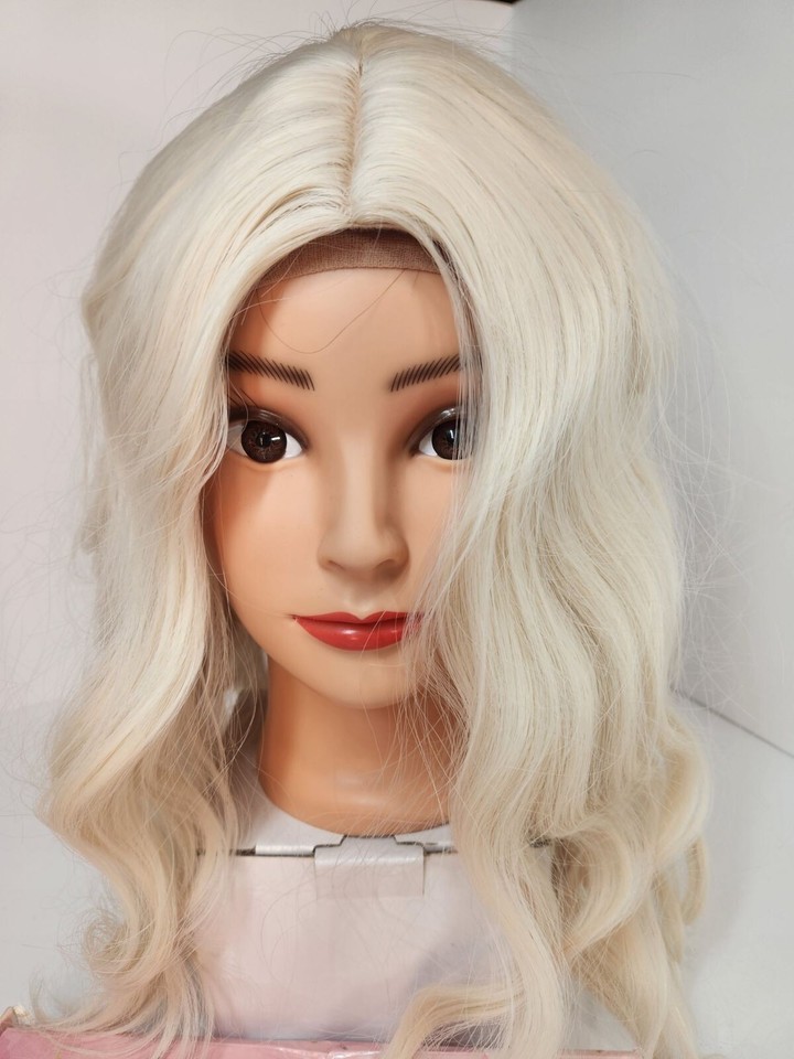NEW SWACC 15" Short Wavy Bob Wig Platinum Blonde White Wave Hair Daily ...