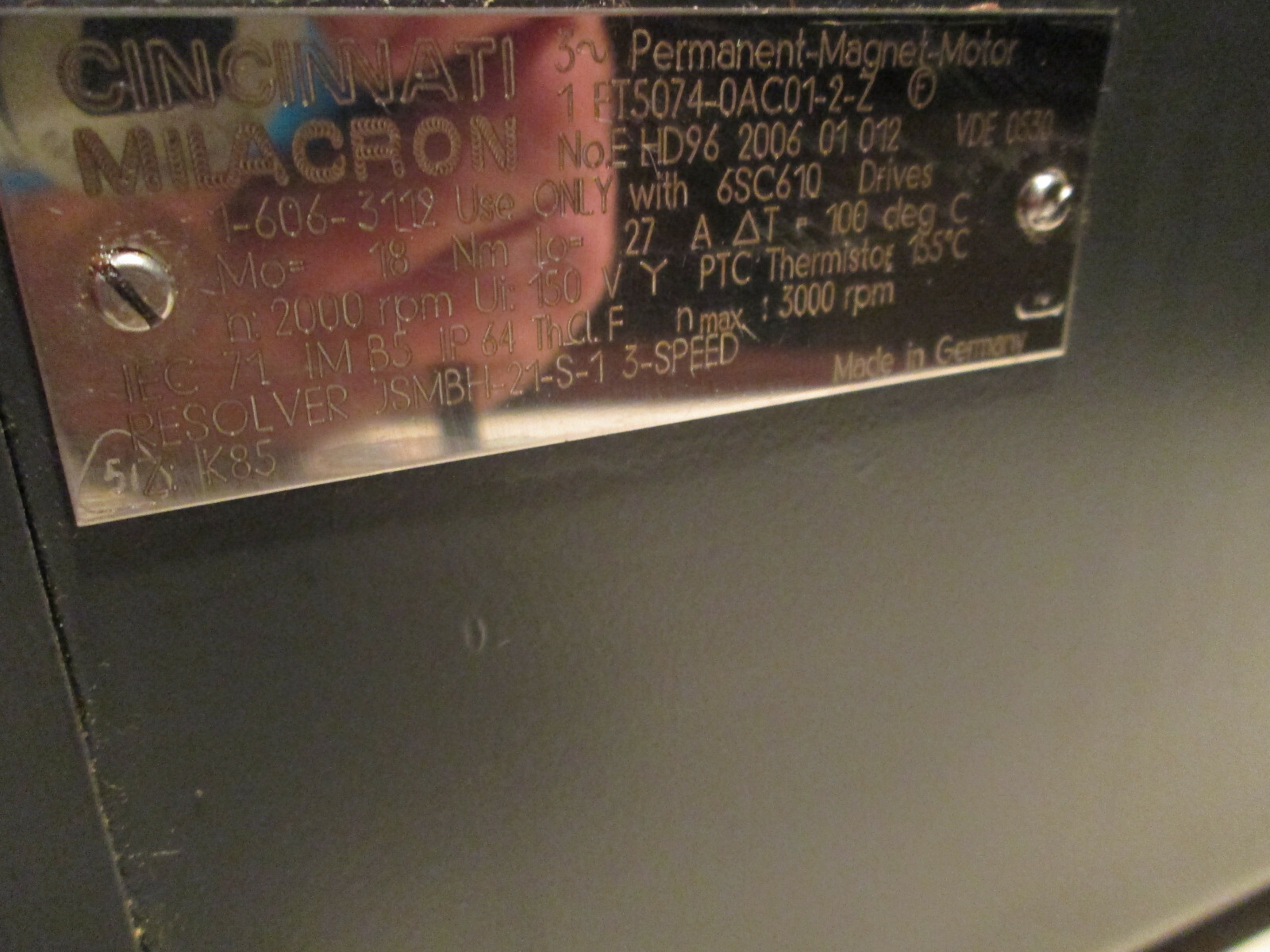 1ft5074-0ac01-2-z Z R15 Siemens Servo Motor for Simodrive 611a Tested ...