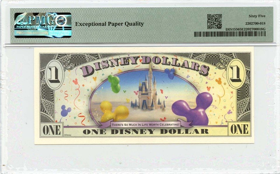 2009 $1 Disney $ Mickey,Pluto Cinderella's Castle DIS155 PMG Gem65 EPQ ...