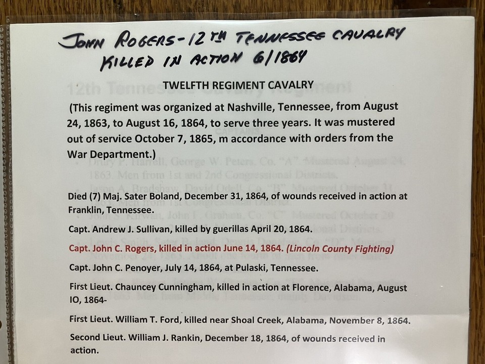 1864 - Civil War Document - 12th Tennessee Cavalry - 2 UNION Military ...