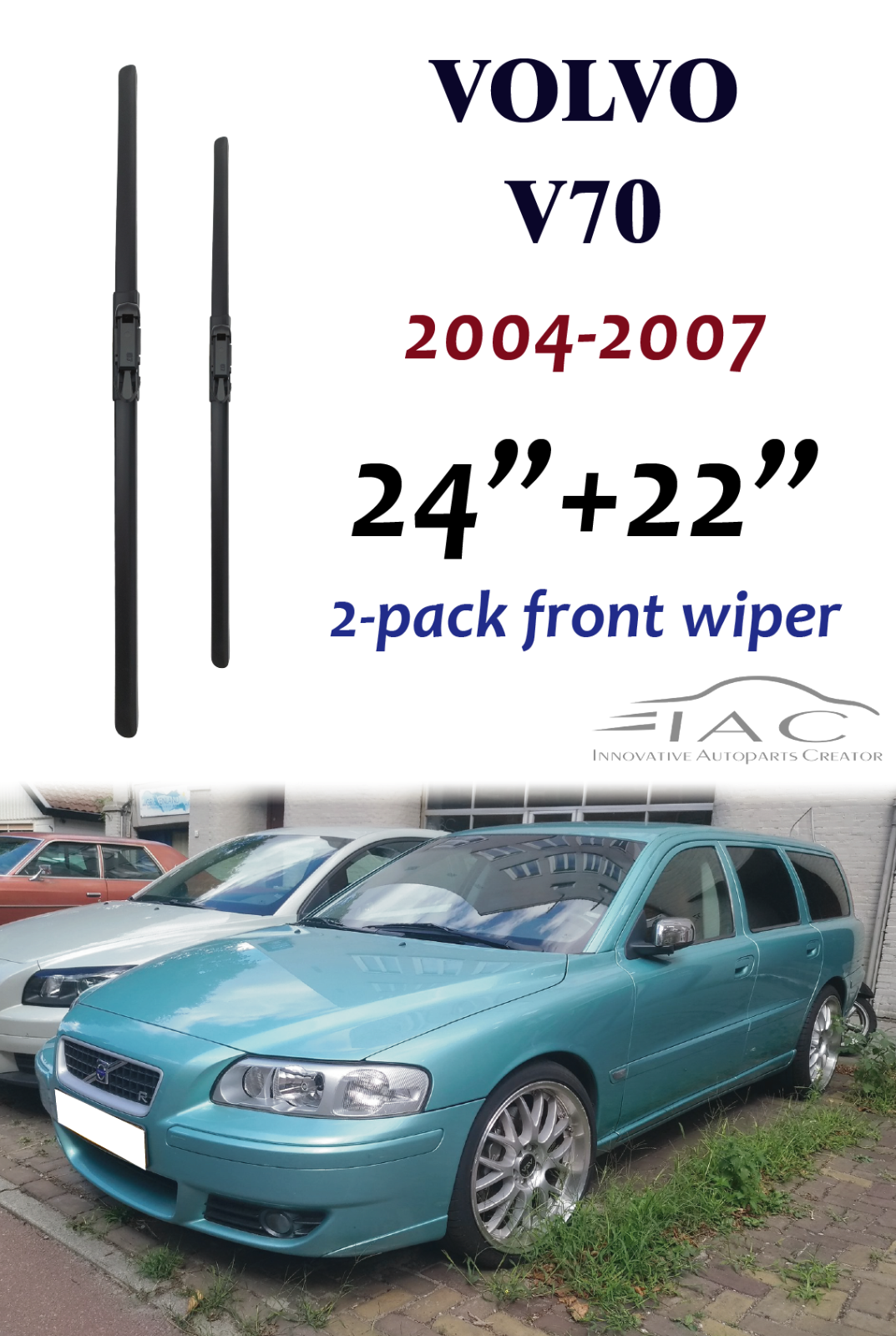 For Volvo V70 2004-2007 24"+22" Front Windshield Wiper Blade 2 Pack | eBay