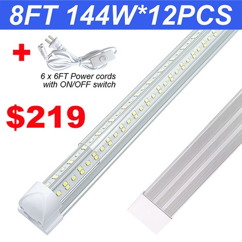 12 Pack T8 8FT LED Shop Light High Output 144W 6500K Ceiling Tube Light ...
