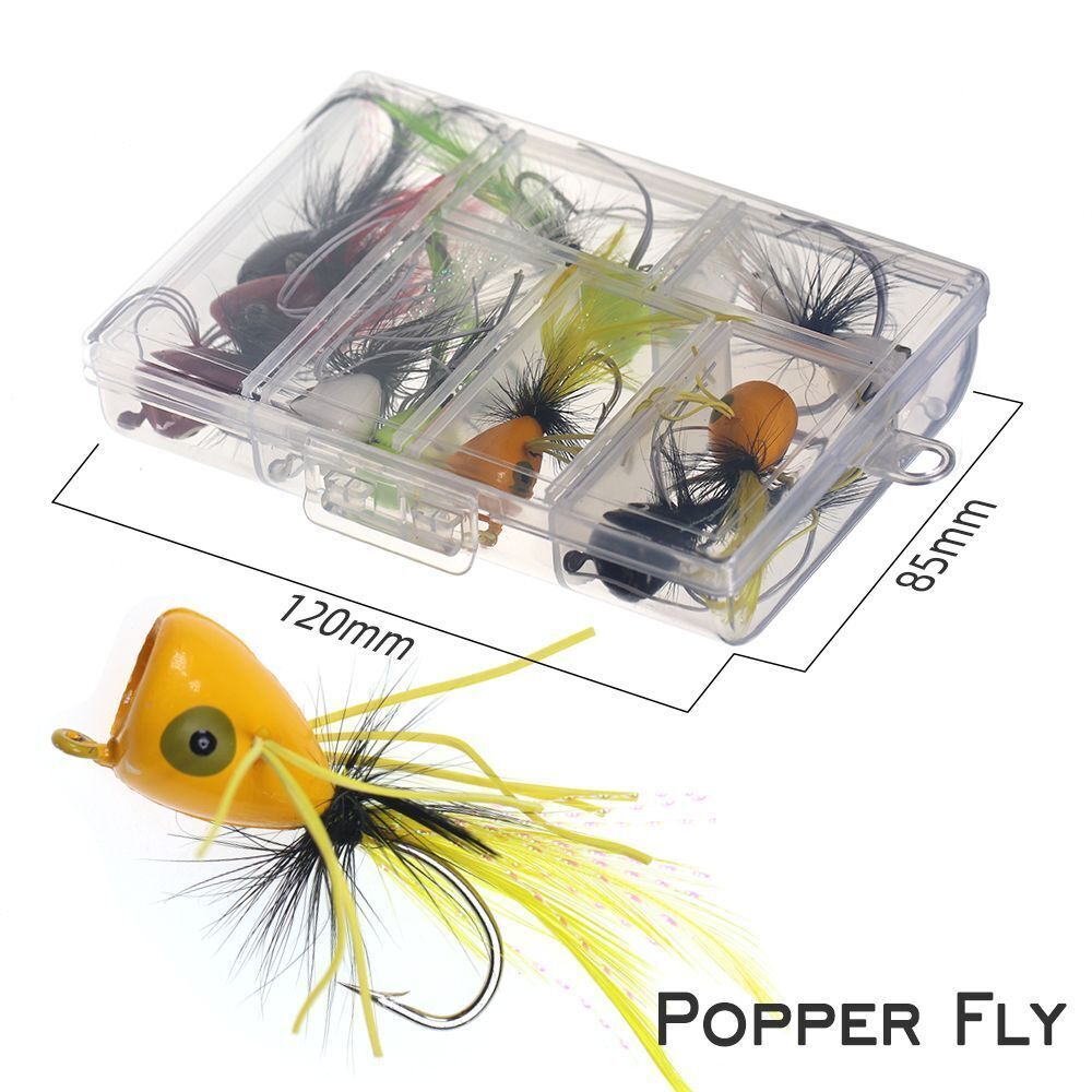10pcs/box Topwater Popper Fly Fishing Lures Bass Fishing Lures Dry ...