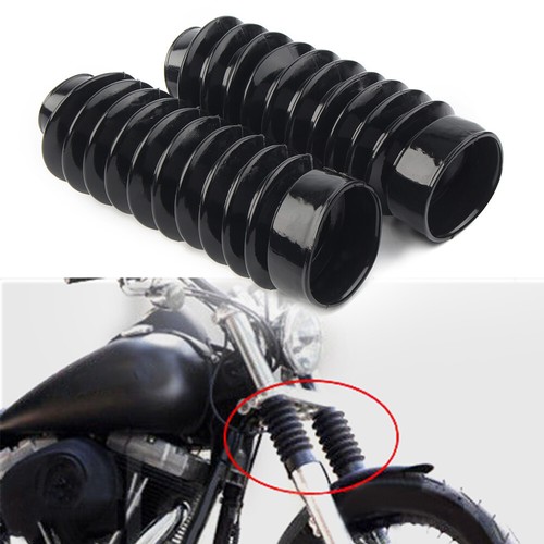 Pair 41mm Rubber Fork Boots Gators Covers Fit For Harley Softail Dyna ...