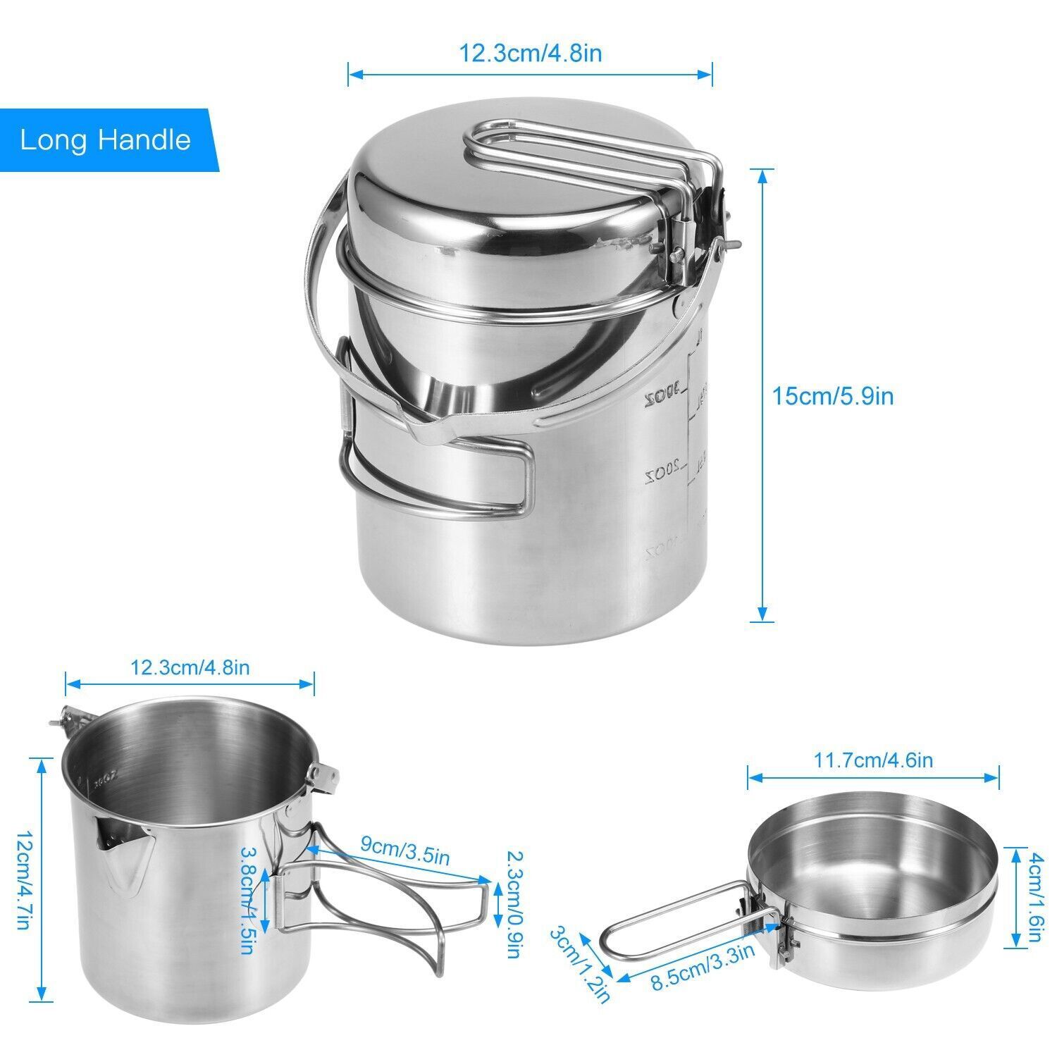 High quality 1L Camping Pot light Stainless Steel Hiking Outdoor ...