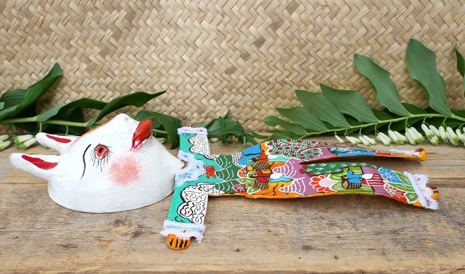 Bunny Rabbit Man Coconut Head Handmade & Hand Painted Guerrero Mexican ...