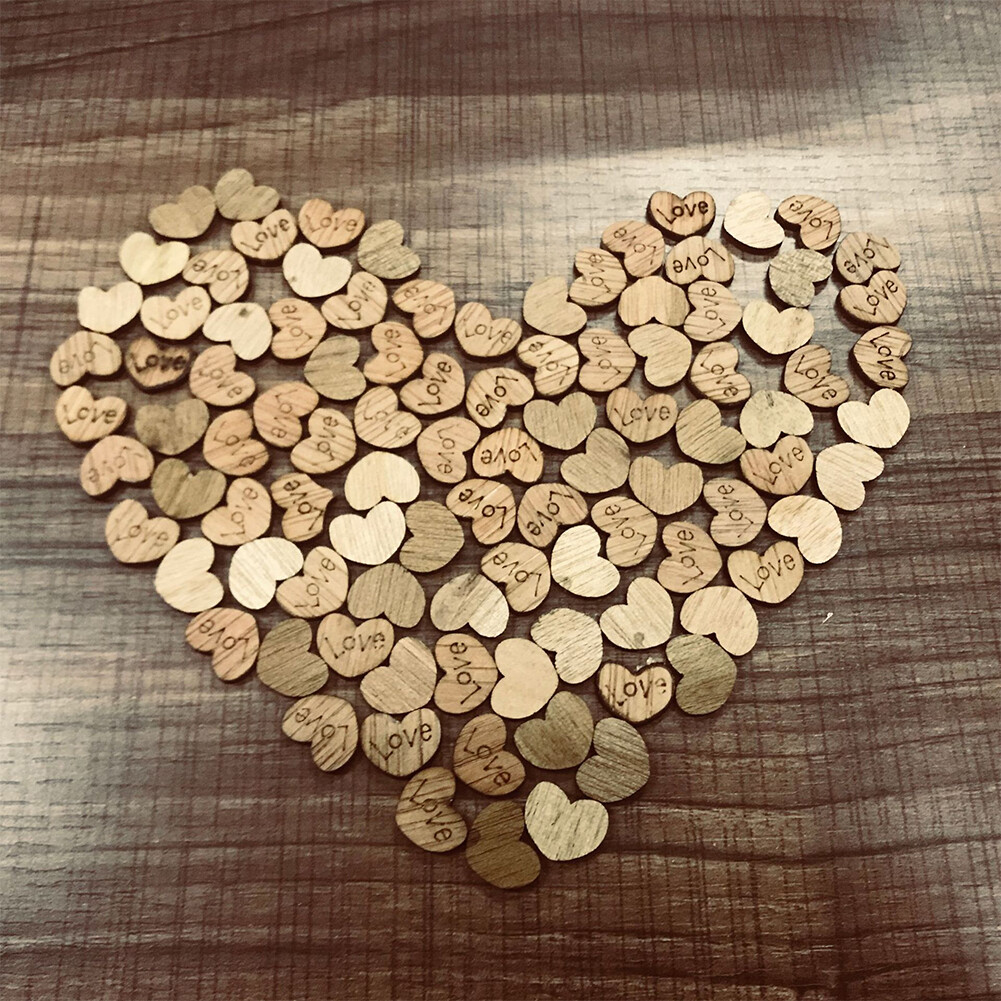 Wood Slices Party DIY Craft Table Scatter Love Heart Shape Scrapbooking ...