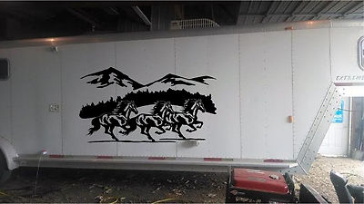 Extra LARGE Running Horses Horse Trailer RV Decal Stickers 42x76 set of ...
