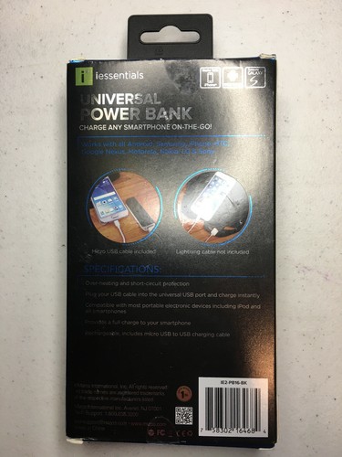 Lot of 2, iessentials Universal Power Bank Charge Smartphone Mobile ...