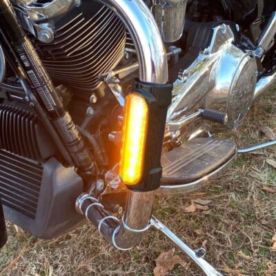 Custom Dynamics Run & Turn Signal Black Engine Guard LED Light Harley ...
