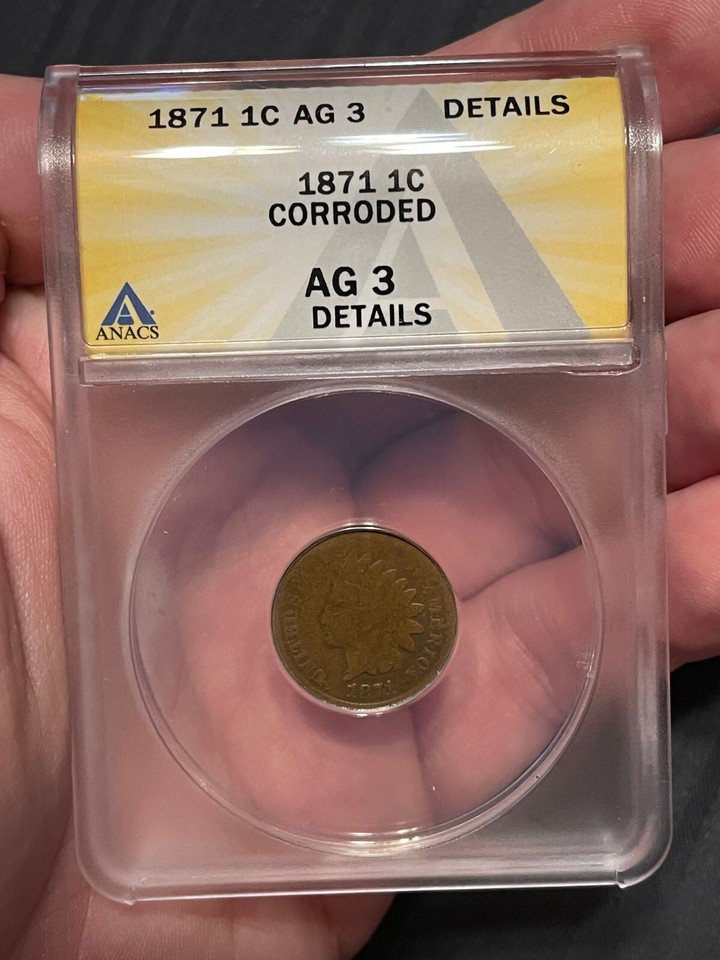 1871 Indian Head Cent Penny- ANACS Certified, FS-901, Shallow N | eBay