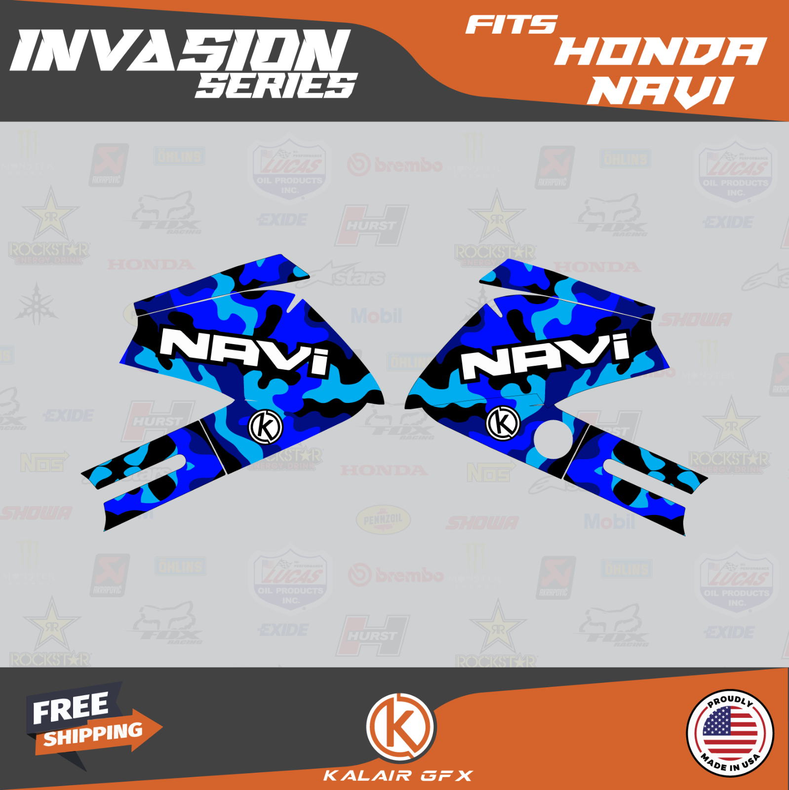 Graphics Kit for HONDA NAVI (2016-2023) Invasion-Blue | eBay
