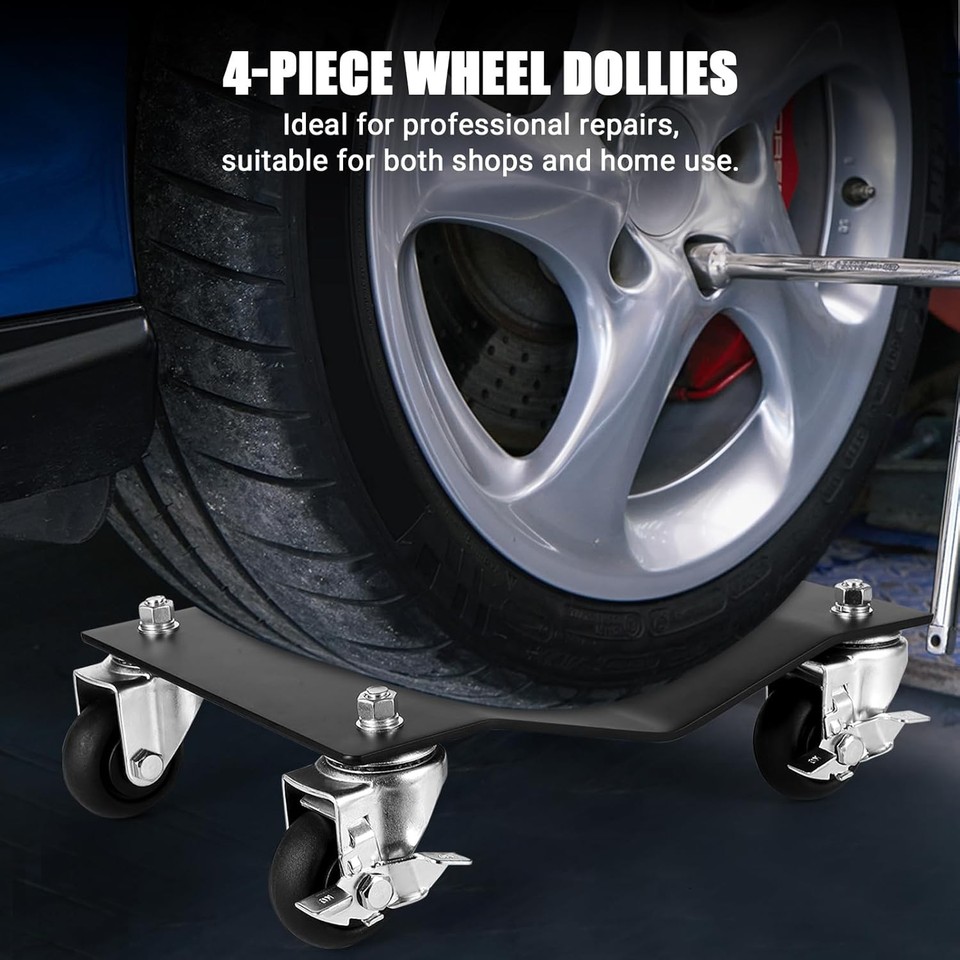 4-Pack 10000LBS Car Dollies, 16"x12" Wheel Movers w/ 360° Casters for ...