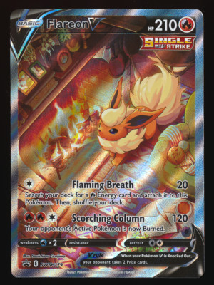 2021 POKEMON FLAREON V FULL ALT ART HOLO SWSH179 SWORD SHIELD PROMO ...