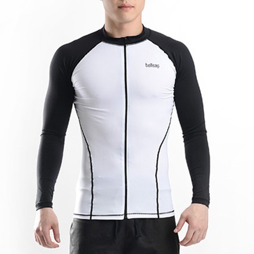Belleap Rash Guard Mens Zip-up Long Sleeve Swimwear UV Protection 0305 ...