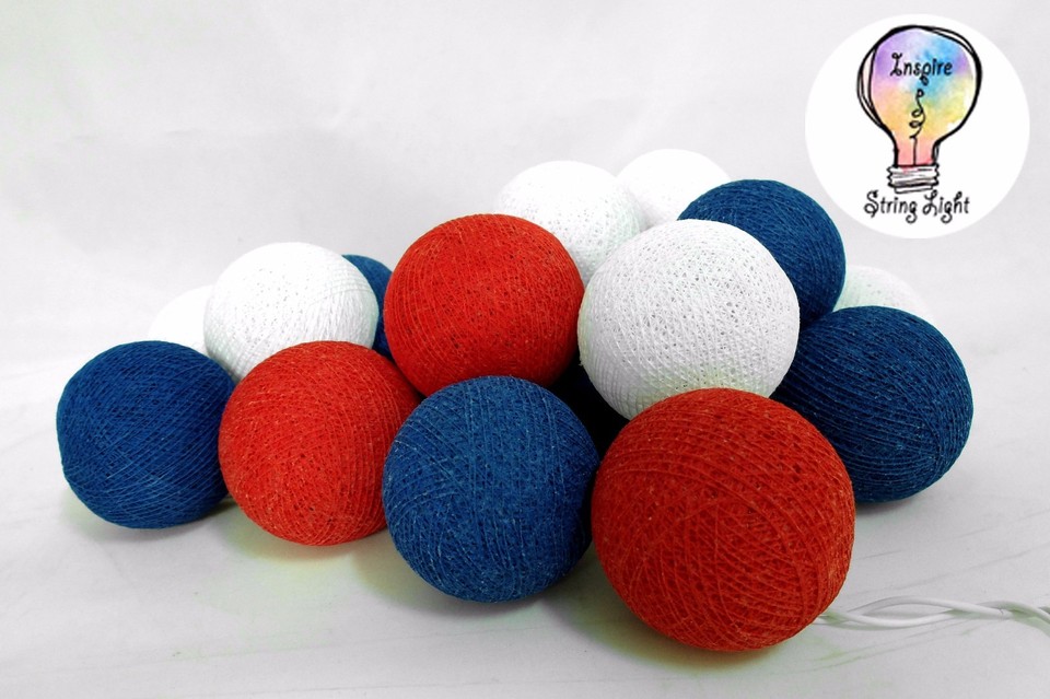 20 COTTON BALLS STRING FAIRY LIGHTS PARTY,PATIO,DECOR,CHRISTMAS,WEDDING ...