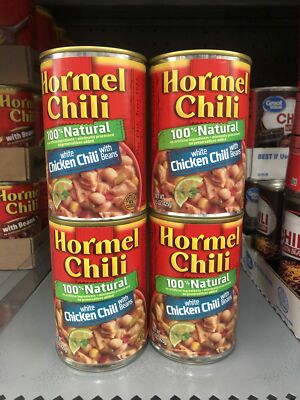 4 CANS Hormel 100% Natural White Chicken Chili With Beans 15 oz Can Dip ...