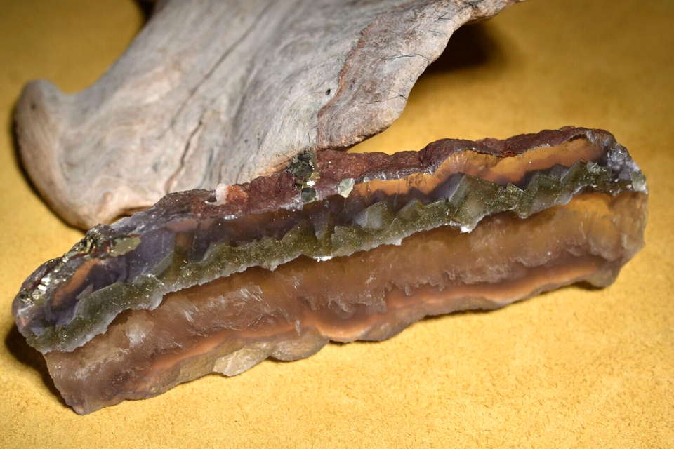 Fluorite With Pyrite & Barite Inclusions Polished Slab From Inner ...