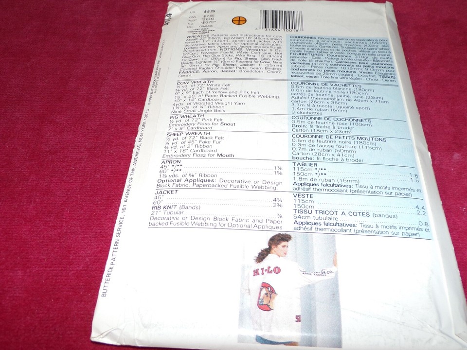 🌹 BUTTERICK #4164 - LADIES DESIGNER COUNTRY APRON-JACKET & WREATHS ...