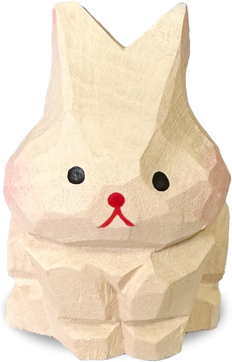 Mini Handcrafted Wooden Rabbit Figurine–Cute Carved Bunny Statue for ...