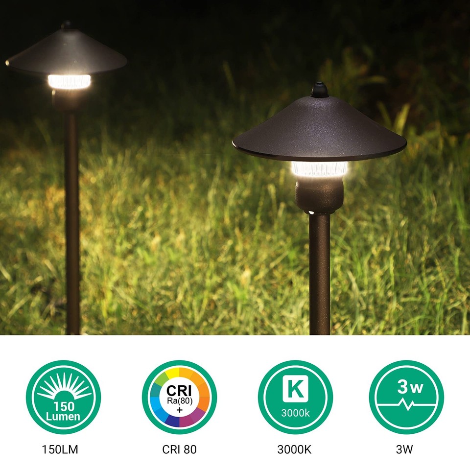 Low Voltage Pathway Lights, 3W 150 LM 3000K 16.5“ Tall LED Landscape ...