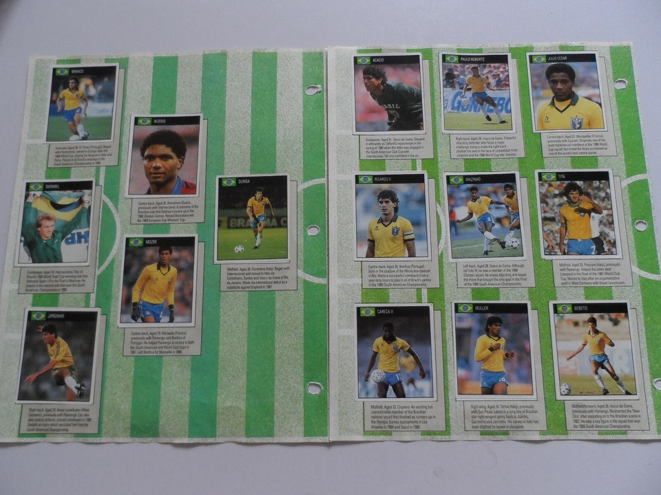 Complete set of Brazil football stickers for Orbis 90 binder | eBay UK