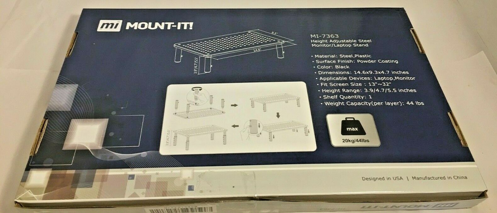 Mount It Height Adjustable Steel Monitor/Laptop Stand MI-7363 UP to 32 ...