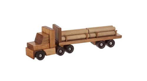 LOGGING TRUCK - Wood Tractor Trailer Toy Log Cargo Load Amish Handmade ...