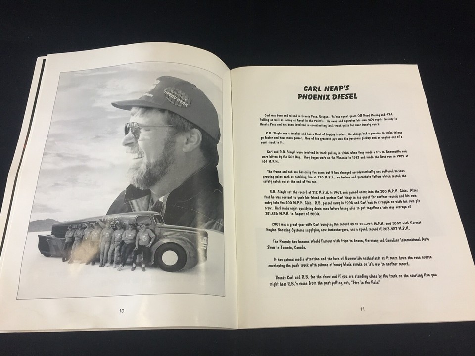 2002 CARL HEAP SIGNED 10TH ANNUAL GAS-UP OFFICIAL BOOK PROGRAM, RACING ...