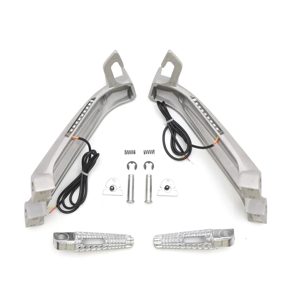 Silver Rear Passenger Footrest Bracket LED Signal For 06-07 Suzuki GSXR ...